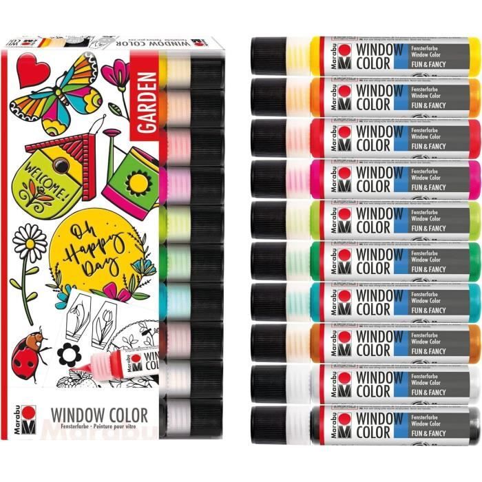 Set Window Color - MARABU - Garden - 10 tubes de 25 ml - Couleurs vives ...