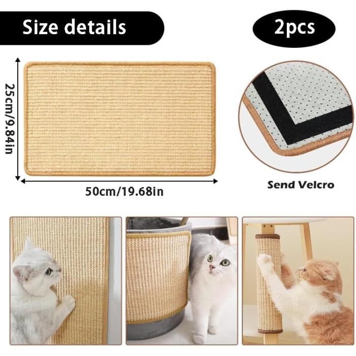 2-Packtapis Griffoir Chat Canapé Avec Velcro Tapis Griffoir Chat Sisal ...
