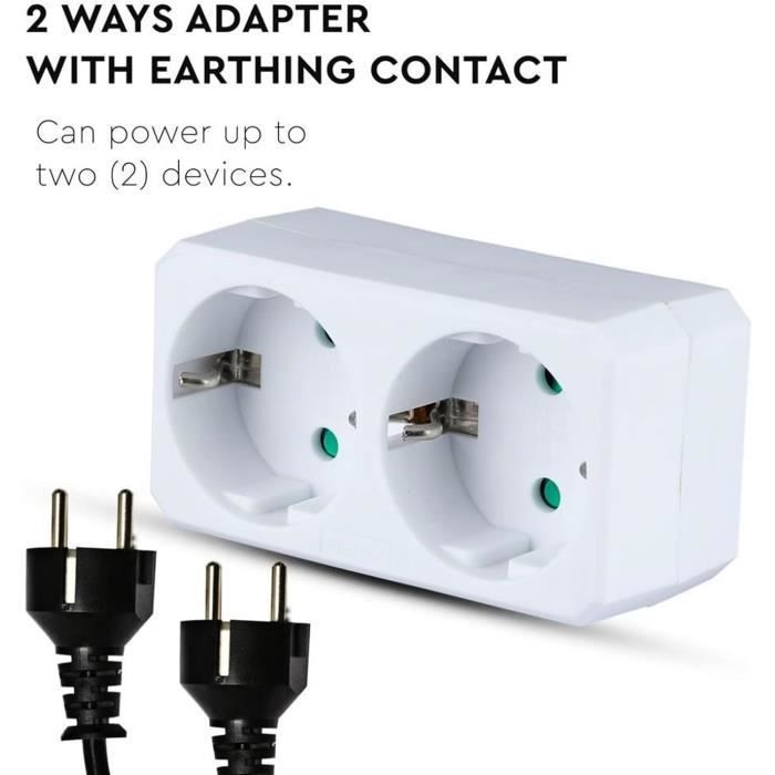 Adaptateur Multiprise Électrique Triple Murale - 2 Prises - Bloc ...