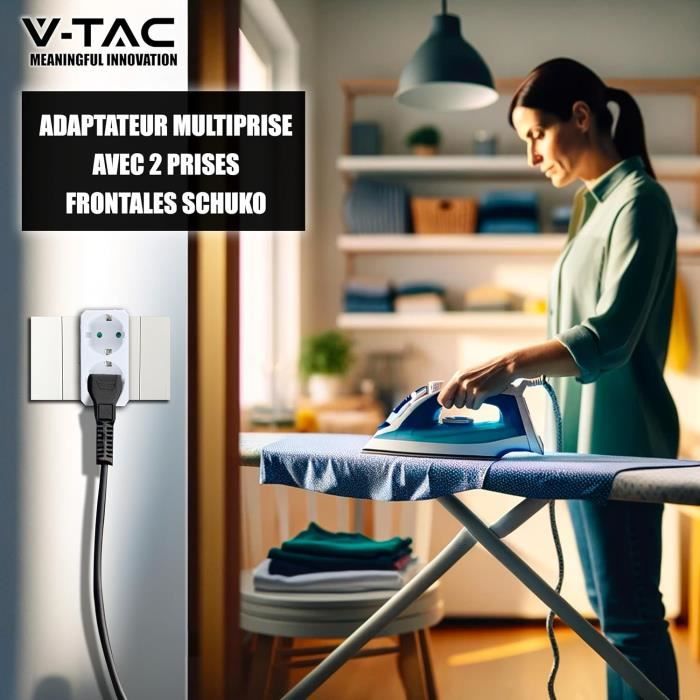 Adaptateur Multiprise Électrique Triple Murale - 2 Prises - Bloc ...