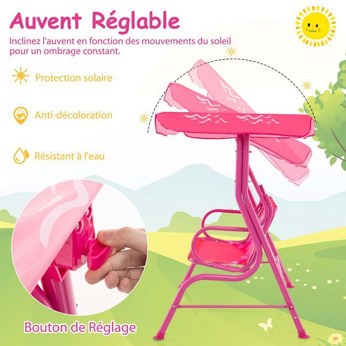 DREAMADE Balancelle 2 Places pour Enfants,Balancelle avec Auvent ...