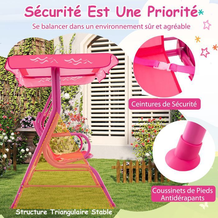 DREAMADE Balancelle 2 Places pour Enfants,Balancelle avec Auvent ...