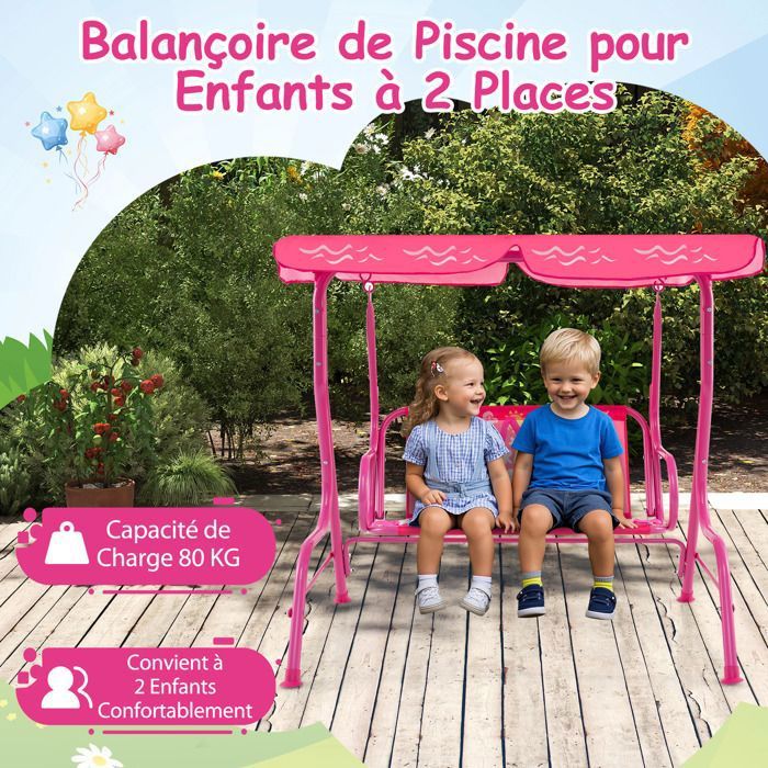 DREAMADE Balancelle 2 Places pour Enfants,Balancelle avec Auvent ...