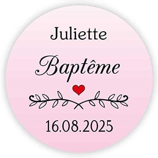 50 Stickers Autocollants Personnalisée Baptême Communion,Prénom Et Date ...
