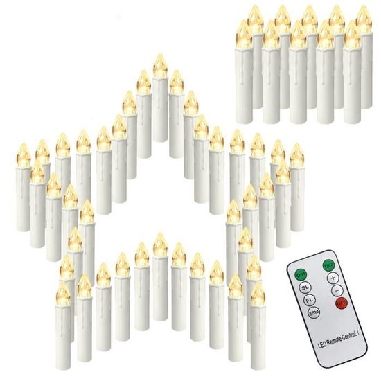 Bougies LED - AUFUN - 30 pièces - Blanc chaud - Télécommande - Dimmables - Cdiscount Maison