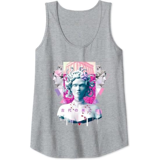 Vaporwave Méduse Statue Esthétique Japonaise Rétro Otaku Art Débardeur ...