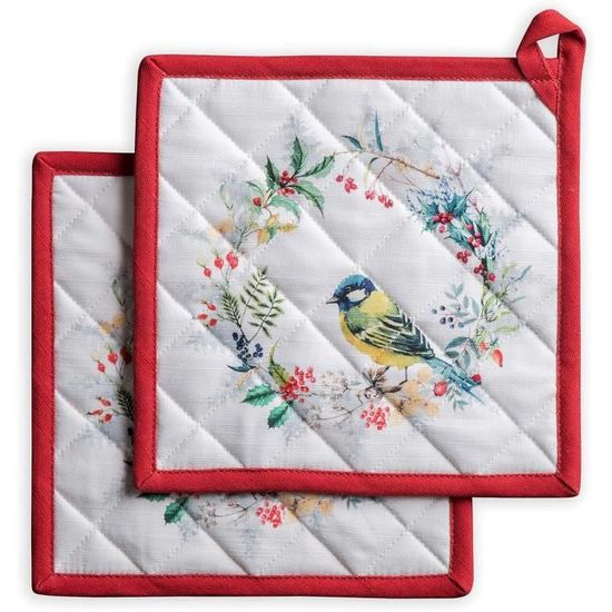 Lot De 2 Maniques 100 % Coton (20 Cm X 20 Cm) Résistantes À La Chaleur ...