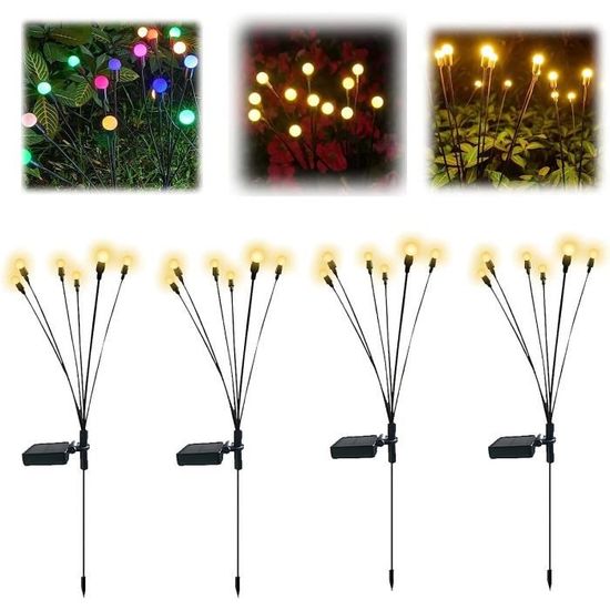 La luciole à énergie solaire allume les lères de jardin solaires imperméables extérieures, lères ...