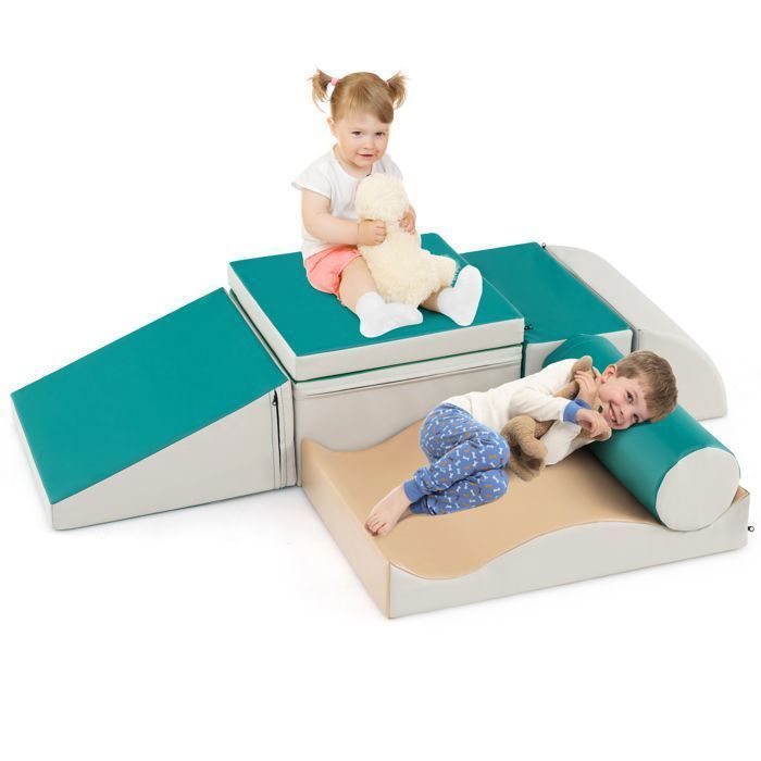 COSTWAY 7 PCS Parcours de Motricité Bébé en Mousse avec Housse en PU ...