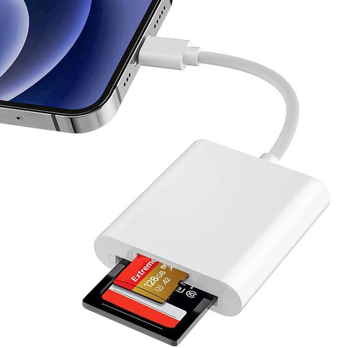 Lecteur de carte SD Lightning iPhone adaptateur SD Micro SD pour reflex deux emplacements pour ...