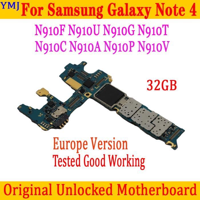 N910F-32GB-Carte mère originale débloquée pour Samsung Galaxy Note 4 N910A-N910U, version ...
