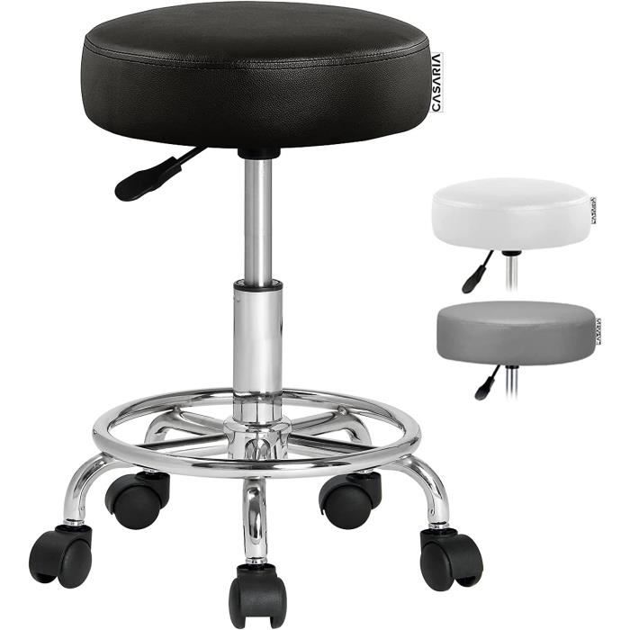 Casaria Tabouret à roulettes réglable en Hauteur 51-65 cm Rembourrage ...
