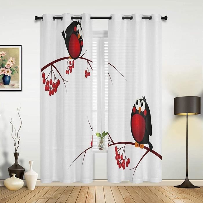 Rideau Occultant - Dessin Animé Rouge Oiseau Fruit 3D - 60x120cm ...