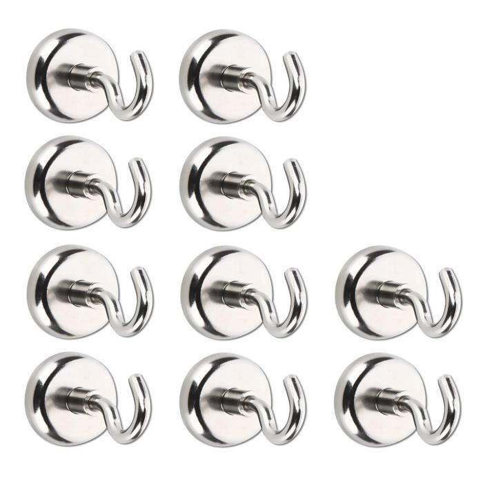 Pasway Lot de 10 Crochets Magnétiques - Résistance 5.5 kg - Puissant ...