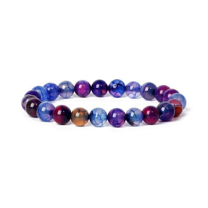 Bracelet de perles d'agates en pierre naturelle pour hommes et femmes 6 ...