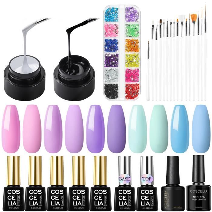 Lot de 5 Couleurs Vernis Semi-permanent 2 Couleurs Spider-Line Peinture ...