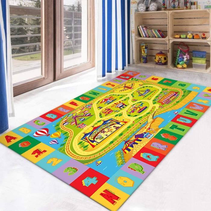 Tapis pour enfants, Tapis de jeu pour chambres d'enfants, Manège, Bleu ...