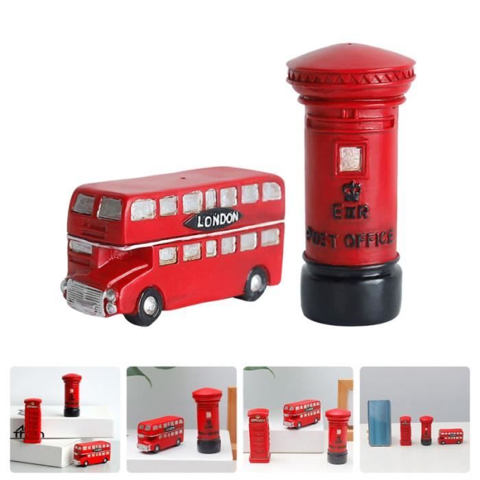 2pcs London Bus Model London Red Box Decor décoration de bureau de Noël ...