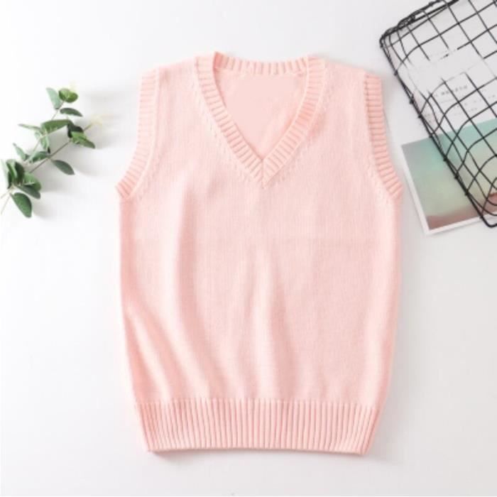 Débardeur,Uniforme d'écolière pour adolescentes,pulls en fibre pour ...
