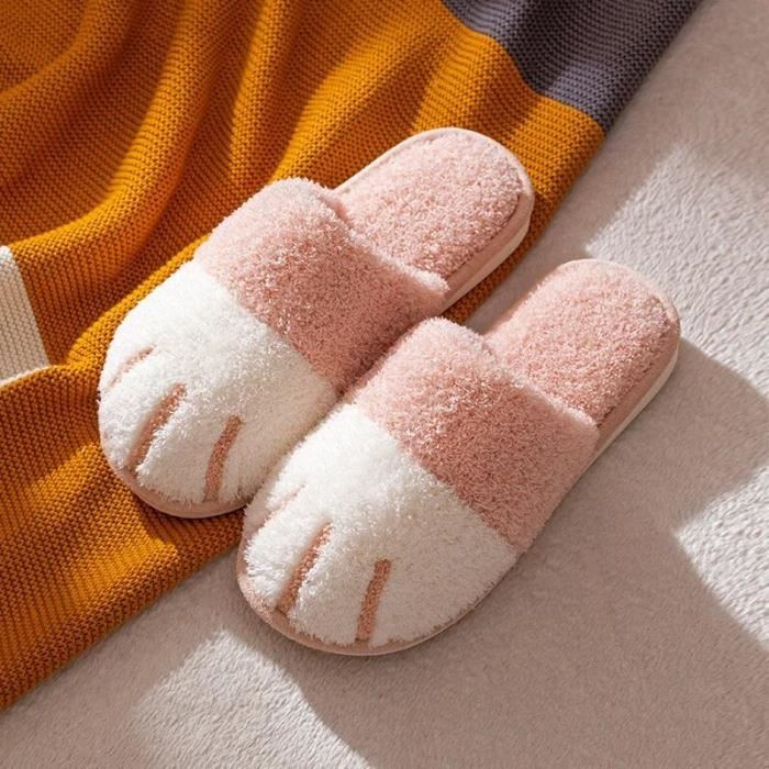 Pantoufles - Mignonnes - Pink - Peluche - Antidérapantes - Confortables ...
