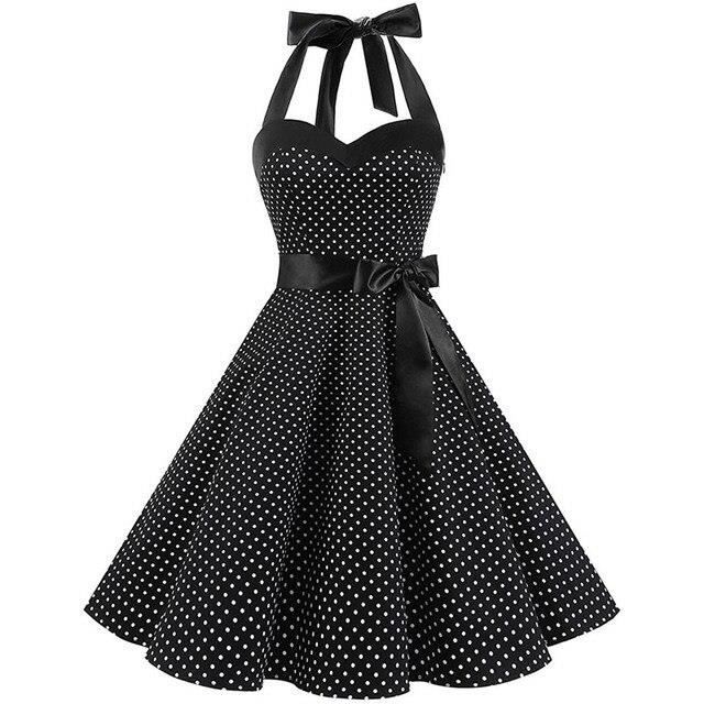 Robe Robe Rétro Rouge à Pois Robe Sexy Vintage Audrey Hepburn Col Licou