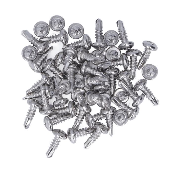 Vis en acier inoxydable 304 - OMABETA - 4.2x13mm - Lot de 200 - Autoperceuses - Tête ronde ...