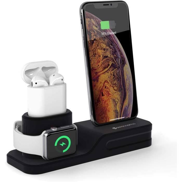 3 En 1 Station De Recharge En Silicone Pour Iphone Airpods Support De ...