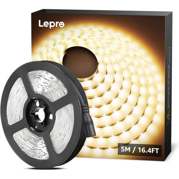 Le Ruban Led Blanc Chaud 5M, Bande Led Autocollant 300 Leds Smd 2835 ...