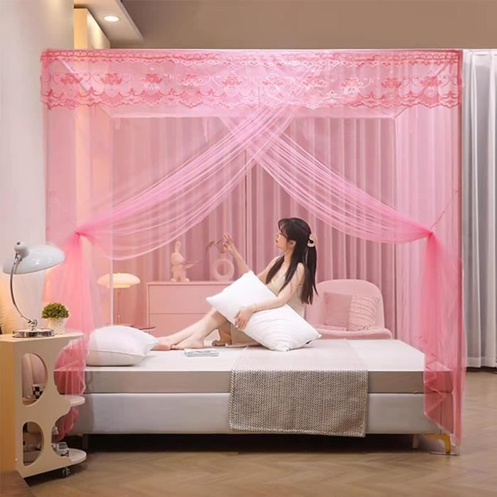 Support De Lit À Quatre Coins Avec Moustiquaire, Cadre De Lit À ...