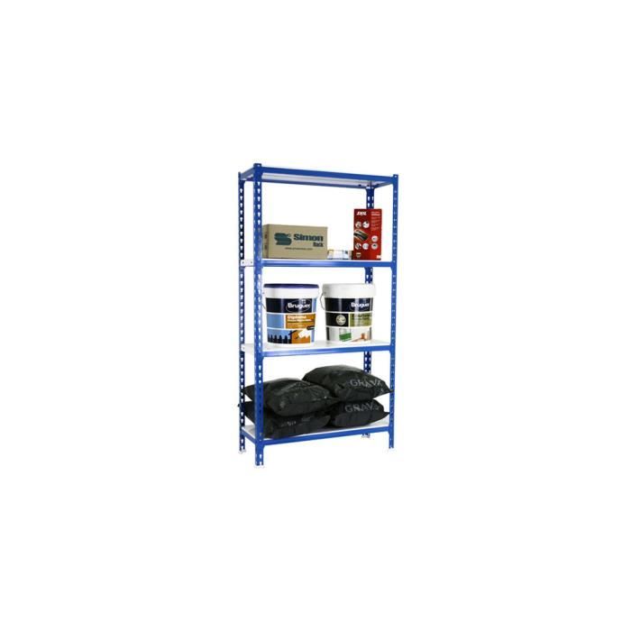 Étagère métallique - SIMON RACK - KIT SIMONCLICK - 4 niveaux - 1500 x 900 x 500 mm - Bleu/Blanc ...