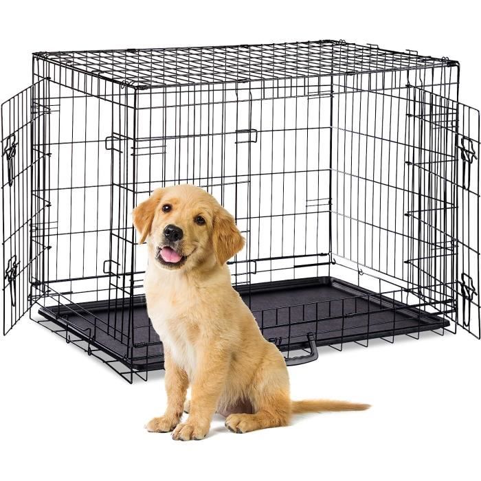 Cage Pour Chien Pliante Boîte Transport Voiture Box Pour Chiot 2 Portes ...