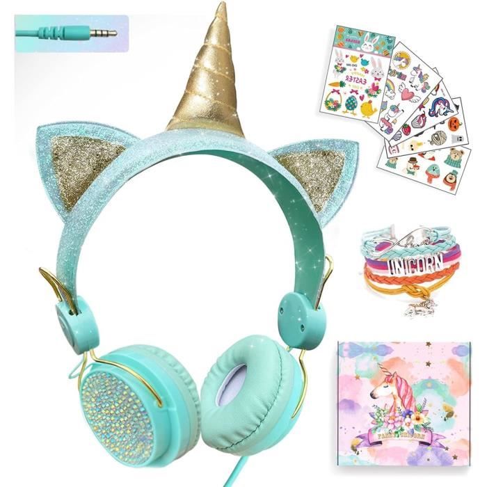 Casque Licorne Audio Enfant Avec Oreilles De Chat Casque Filaire Léger ...