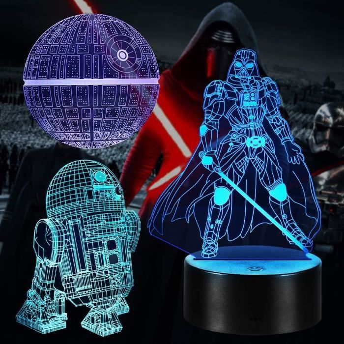 Star Wars Lampe,3D Led Illusion Lampe Avec Télécommande 16 Couleurs ...