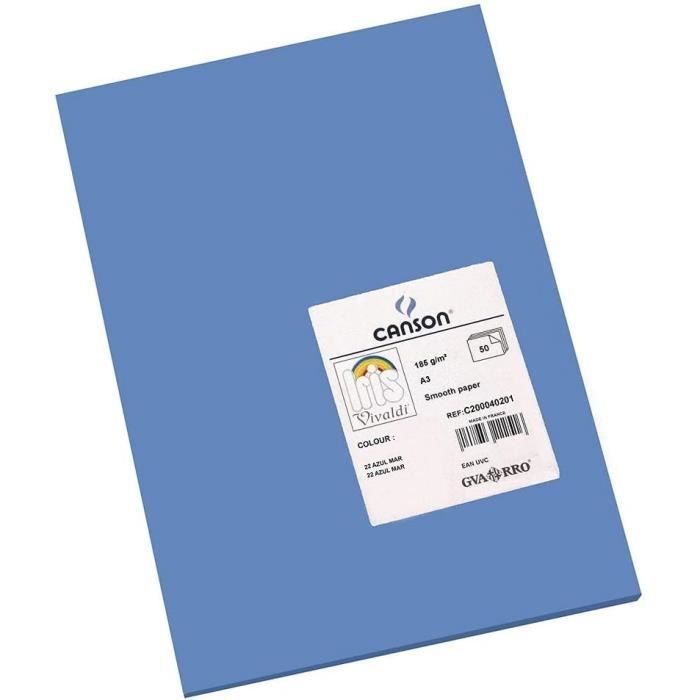 Iris Vivaldi - Paquet 50 Feuilles De Papier Couleur A3 - 185G-M² - Bleu Azur[m2410] - Cdiscount ...