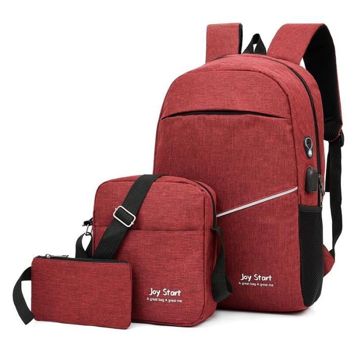 SAC A DOS,red--Sac à dos multifonction avec chargeur USB pour homme, 3 ...