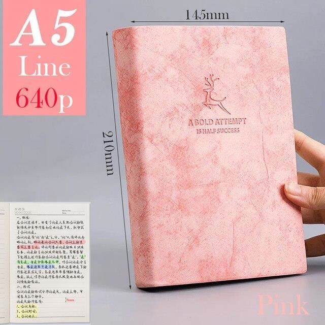 CAHIER,A5 Pink Line--Carnet blanc très épais, 80g-m2, 320 feuilles de ...