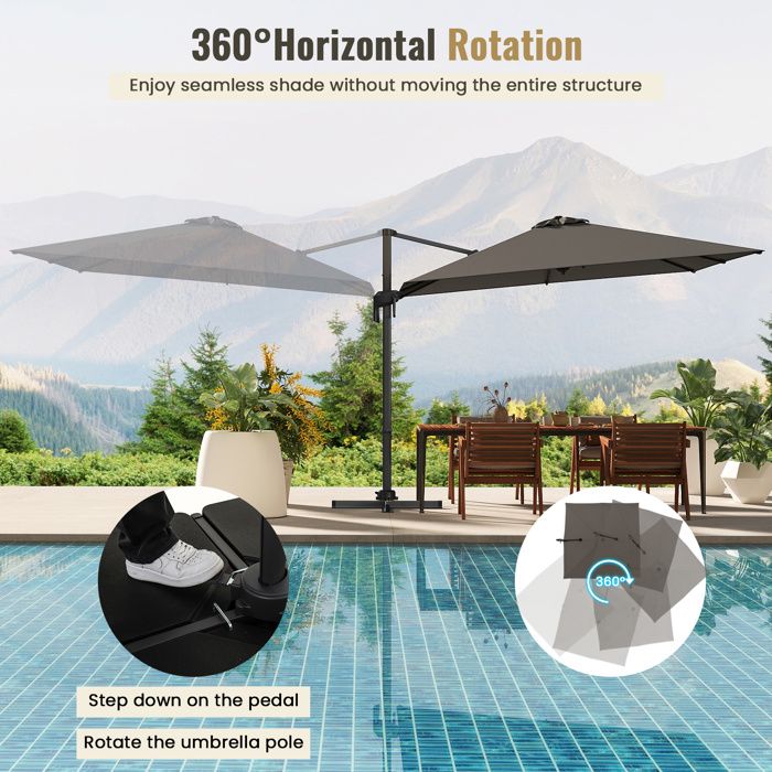 Parasol de Jardin Extérieur 3x3m - GOPLUS - Pivotant à 360° - 5 ...