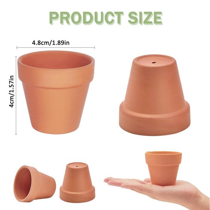 Lot de 20 pots en terre cuite 4 x 4,8 cm – mini pots pour succulentes ...
