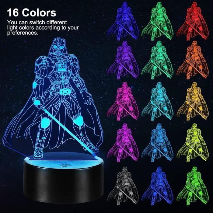 Star Wars Lampe,3D Led Illusion Lampe Avec Télécommande 16 Couleurs ...