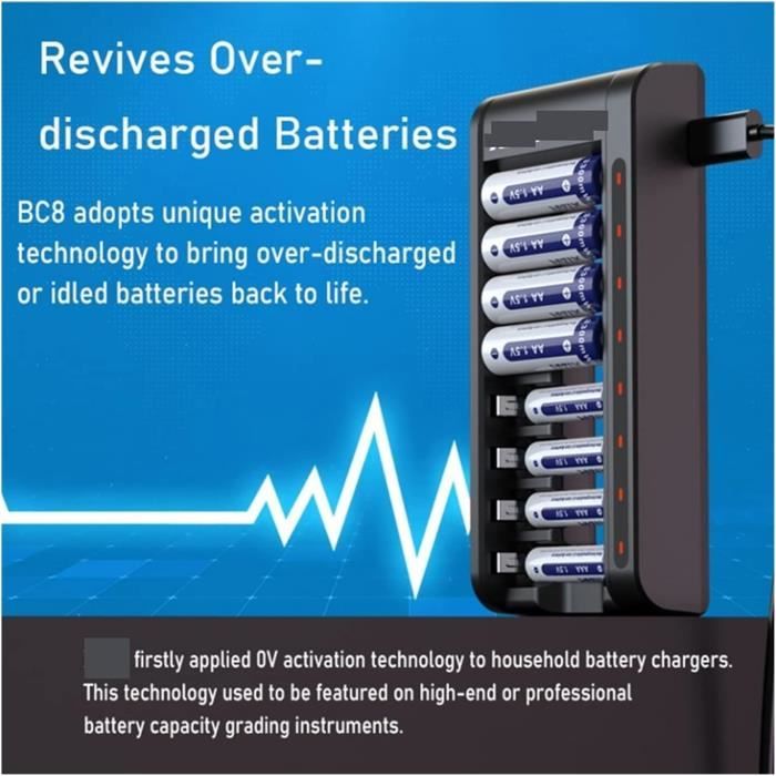 Chargeur De Batterie 8Slot Chargeur Intelligent Bc8 Charge Rechargeable ...