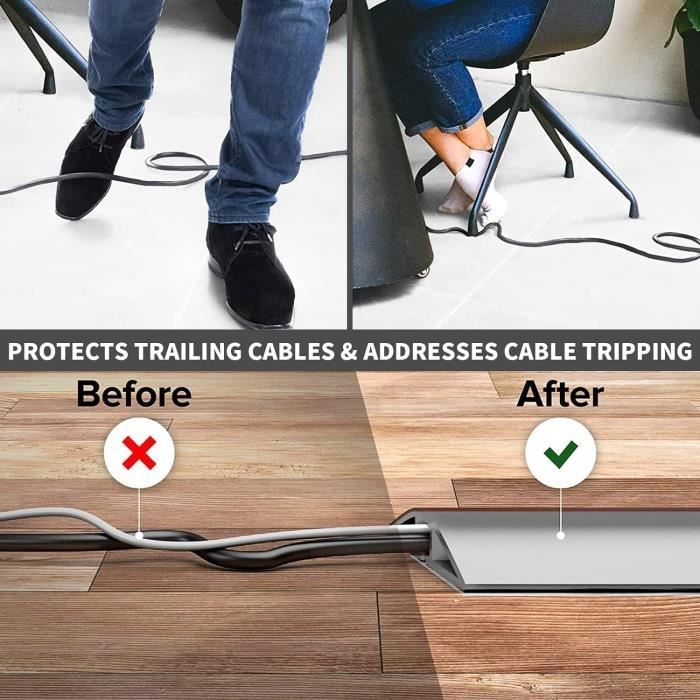 Bocguy Cache Cable Sol, Petit Canal de câble Flexible,3.0M x 3cm ...