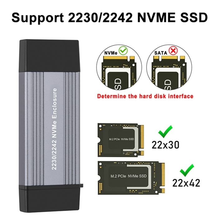 Case M2 Adapter NVME External Enclosure PCIE NVME M/M+B Key To USB 3 ...