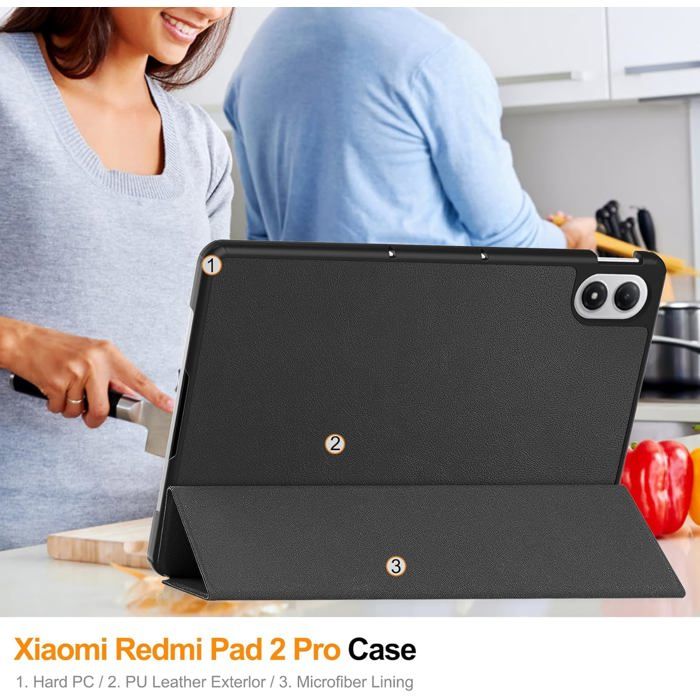 Coque pour Xiaomi Redmi Pad 2 Pro, Étui Protection Mince Étui en PU de ...