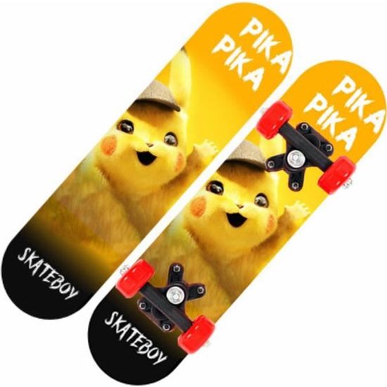 Skateboard débutant - Pikachu - 4 roues - Jaune - Mixte - 3 ans et plus ...