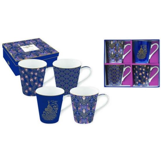EASY LIFE Coffret 4 mugs PEACOCK - Cdiscount Maison