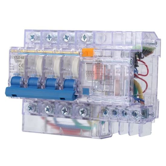 Disjoncteur de fuite à la terre - SURENHAP - DZ47LE63 - 2P C63 - Transparent - Plastique ...