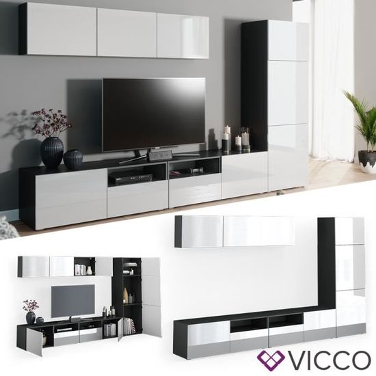 Mur TV VICCO 7 modules COMPO, meuble bas, buffet bas, meuble, étagère ...