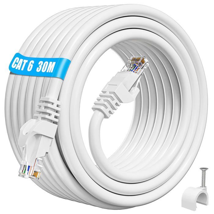 Cable Ethernet 30M, Cable Rj45 30M Haute Vitesse Cat 6 Câble Réseau ...