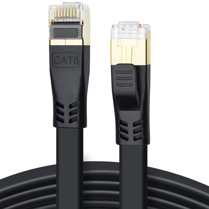 Câble Ethernet Cat 8, 10M, 40 Gbps 2000 Mhz Cordon De Raccordement Plat ...