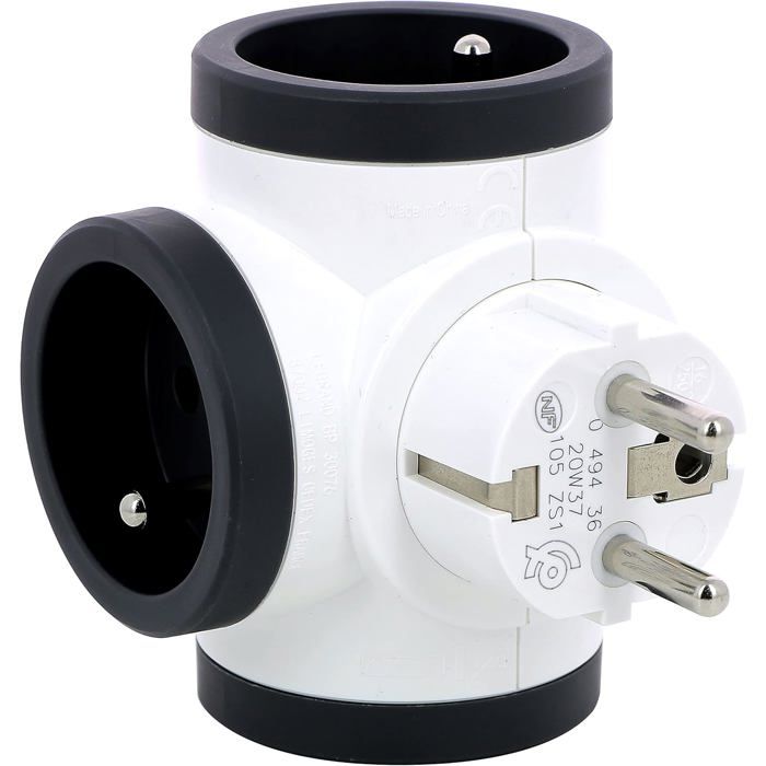 Fiche Multiprise Triplite Rotative - 3 Prises Latérales En T Avec Terre ...